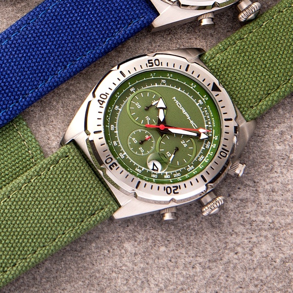 Morphic | Accessories | Nwt Green Chronograph Fiberweaved Band Watch ...